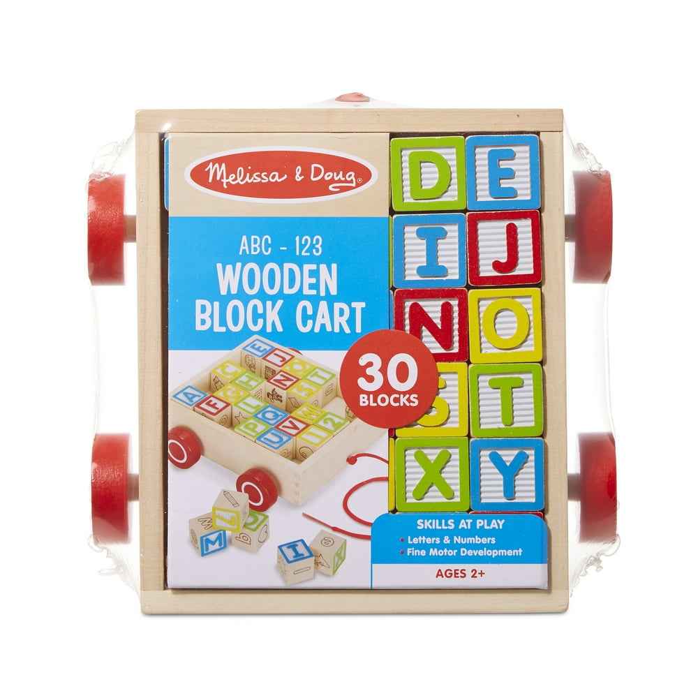 Melissa & Doug ABC-123 Wooden Block Cart (30 blocks) - Walmart.com ...