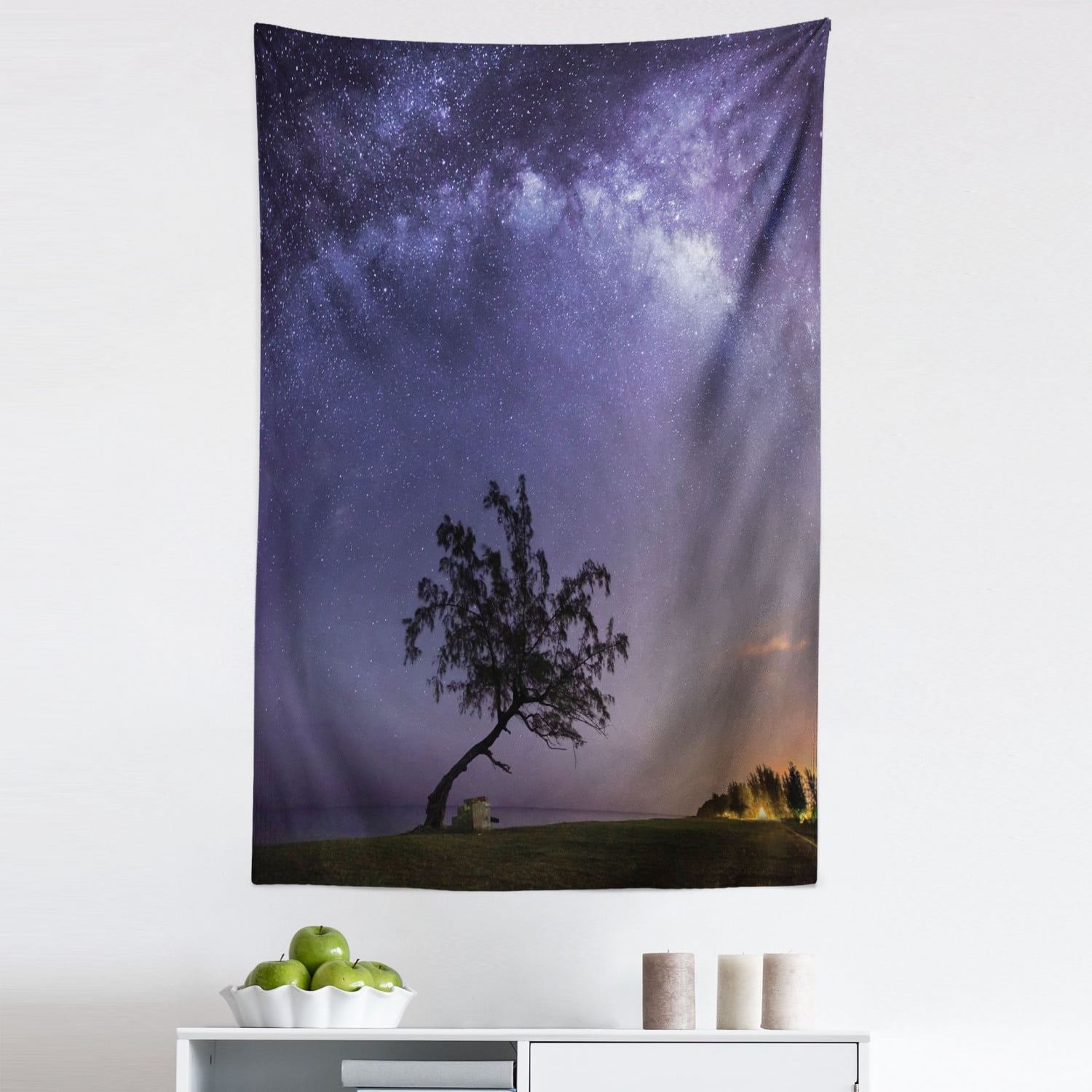 Tree Tapestry, Tree and Milky Way Outer Space Galaxy Stars Theme Dreamy ...