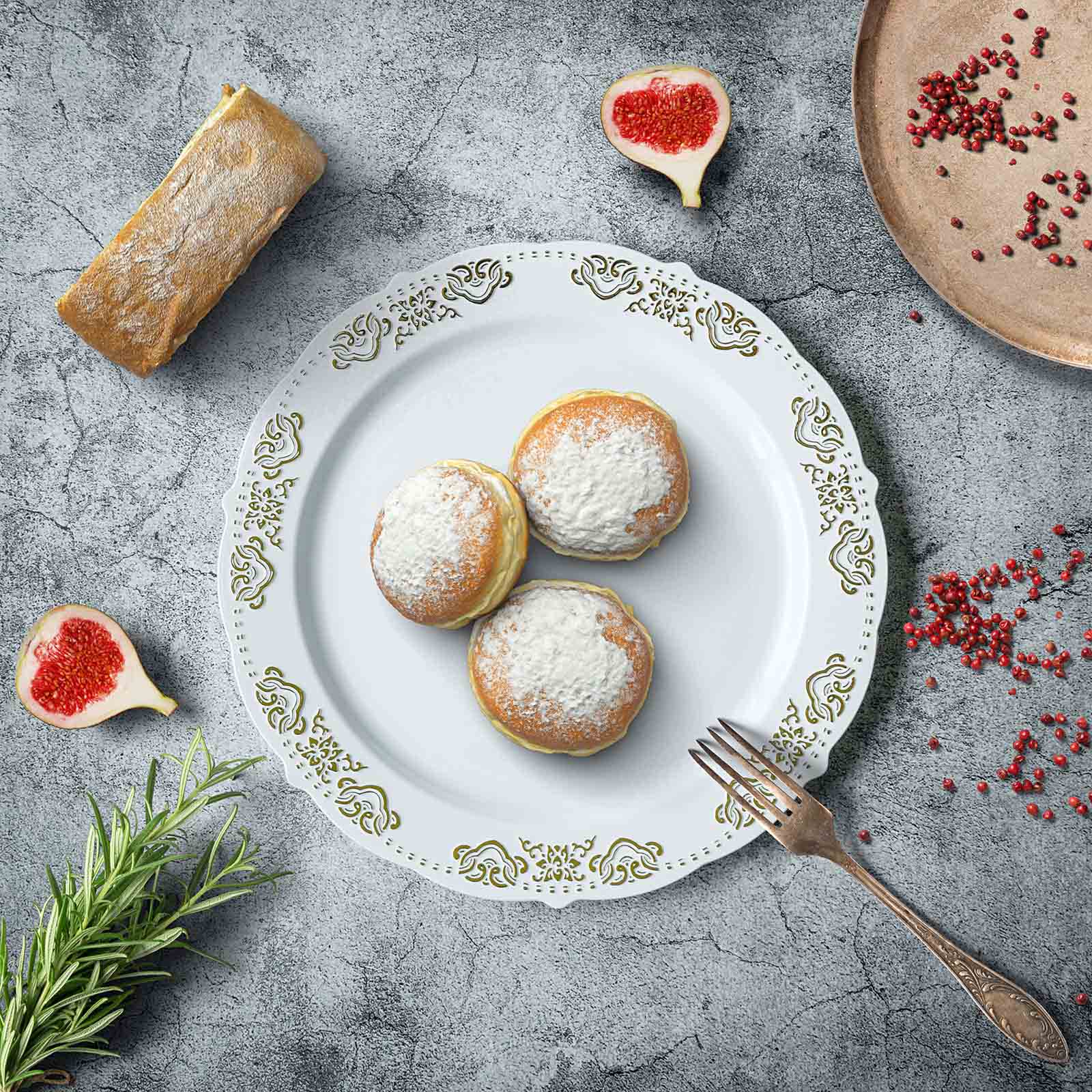 Efavormart 10 PCS | 10" Round Gold Embossed Disposable Dinner Plates ...