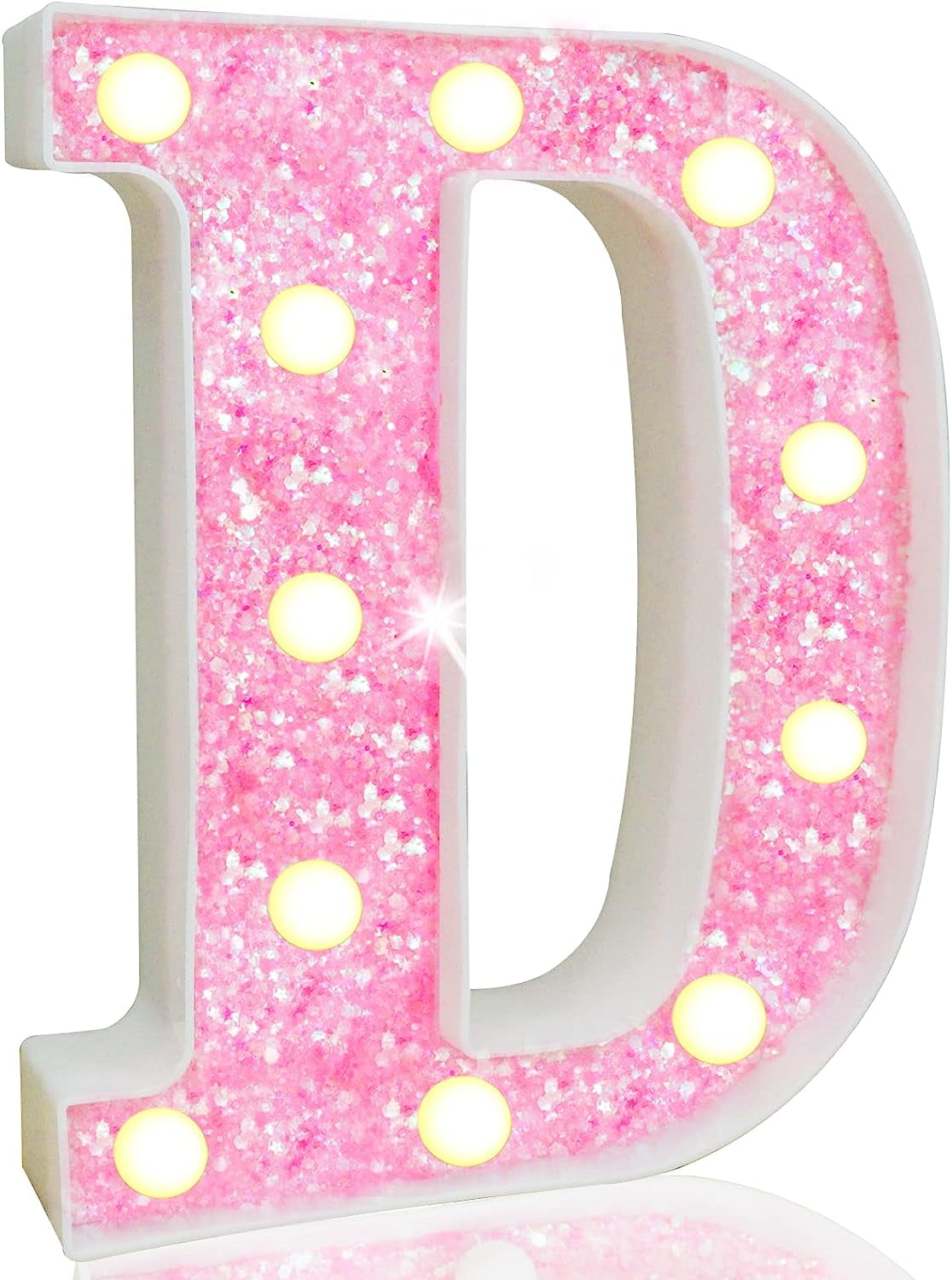 LED Marquee Letter Lights, Light Up Pink Letters Glitter Alphabet ...