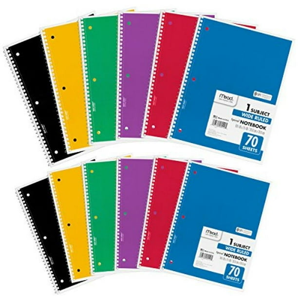 Mead Spiral Notebooks Wide Ruled 70 Sheets Assorted Colors 12 Pack mead-spiral-notebooks-wide-ruled-70-sheets-assorted-colors-12-pack