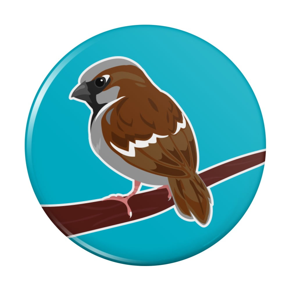 Sparrow Little Brown Bird on Stick Kitchen Refrigerator Locker Button ...