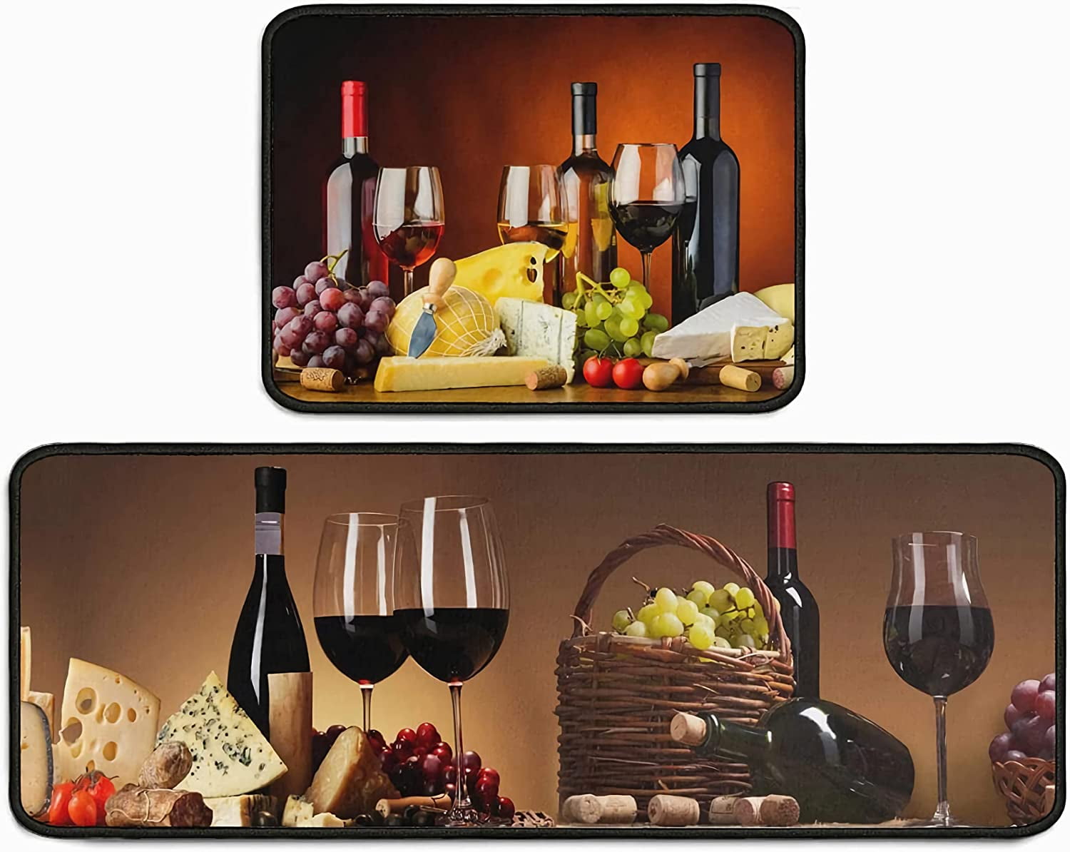 2 Pieces 3D Wine Decor Themed Kitchen Mats and Rug Set Kitchen Mat ...