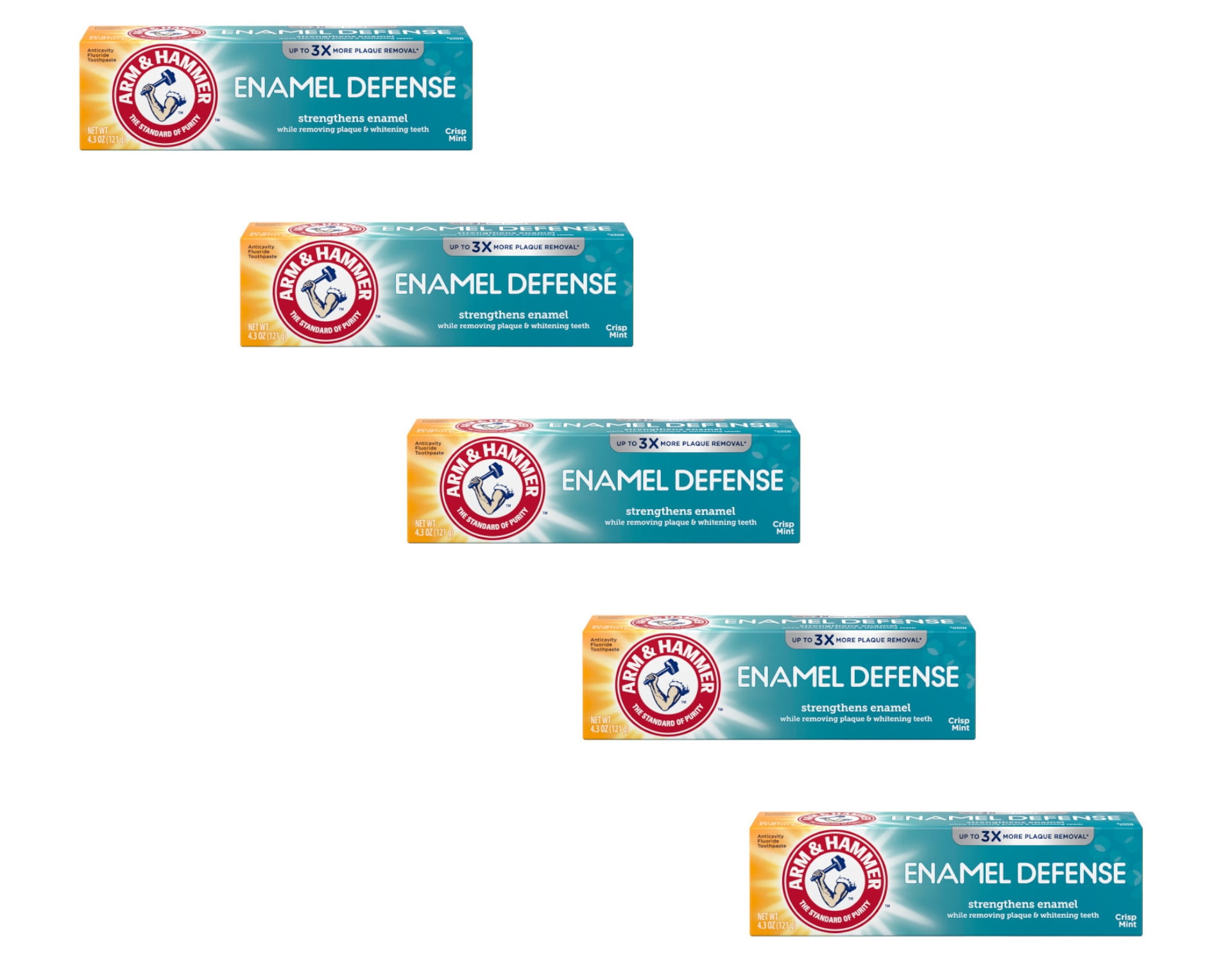 5 Pk ARM & HAMMER Enamel Defense Toothpaste 4.3oz Tube, Crisp Mint ...