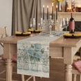 Blue Hydrangea Flowers Burlap Cotton Table Runner 13x60 Inches Long ...