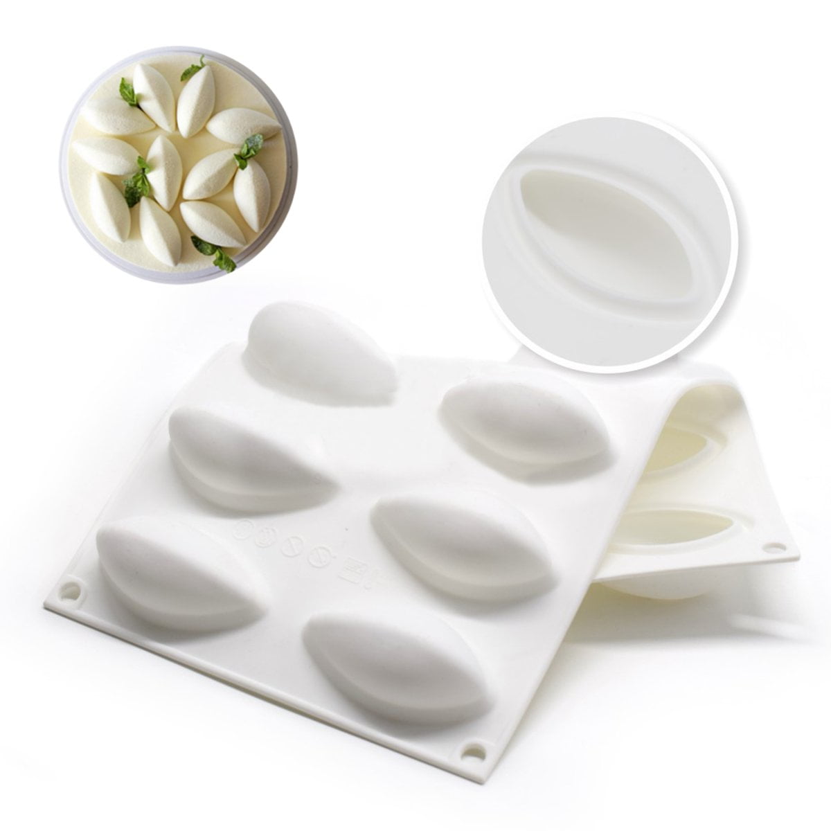 3D 12 Cavity Quenelle Shaped Silicone Mold Mousse Cake Decorating Baking Tools Silicone Cake ...