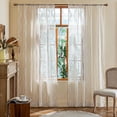 2 Panels Linen Leaf String Floral Embroidered Semi Sheer Curtain ...