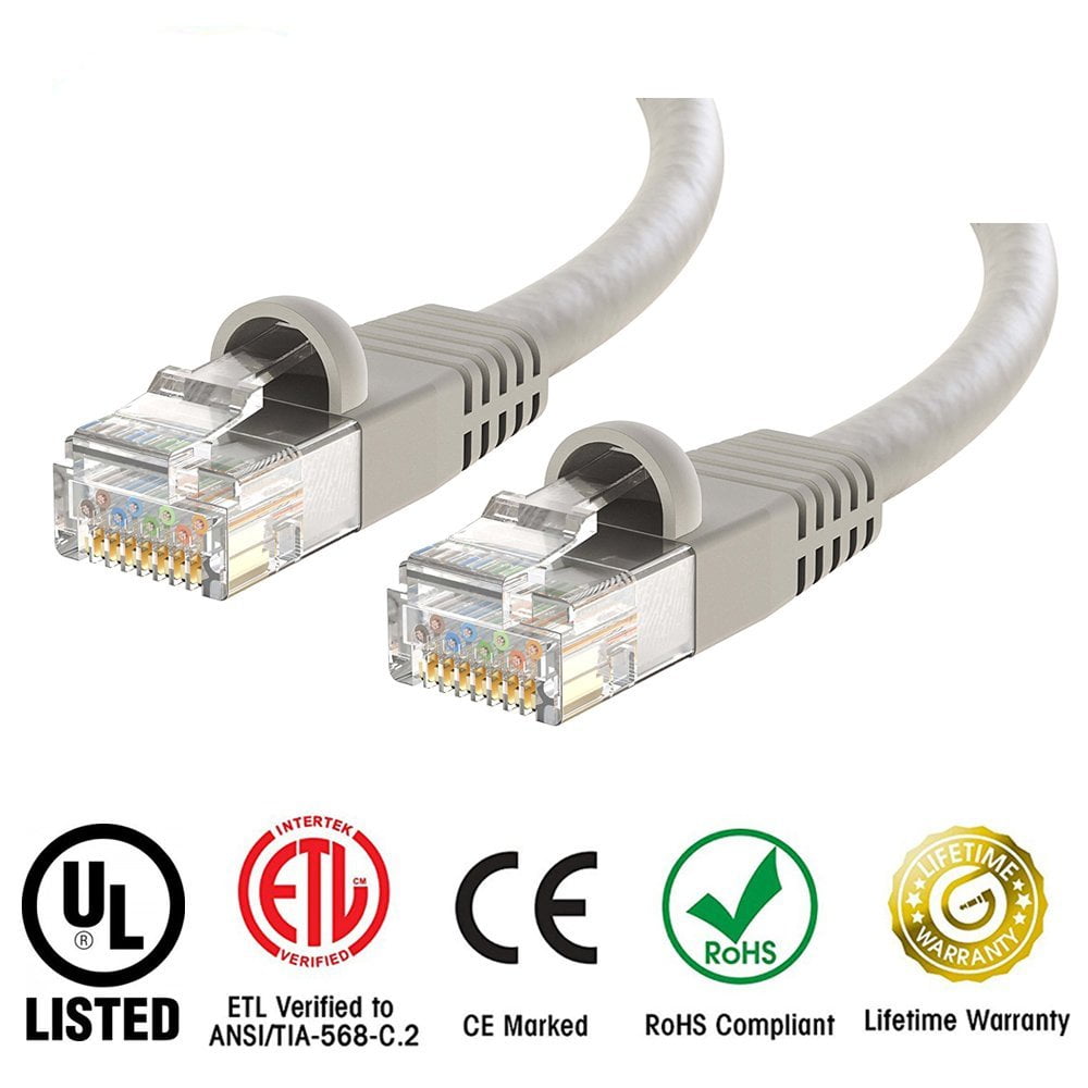 Huetron™ 5-Pack Cat 5e Ethernet Snagless RJ45 Patch Computer LAN ...