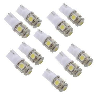T10 194 Led Car Bulb，10 Pcs T10 LED White W5W 5-SMD 5050 Super Bright ...