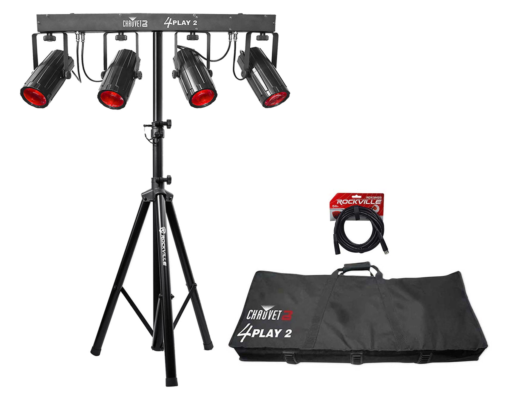 Chauvet DJ 4PLAY 2 RGBW DMX Light Bar Beam Effect System+ Bag+Stand and ...