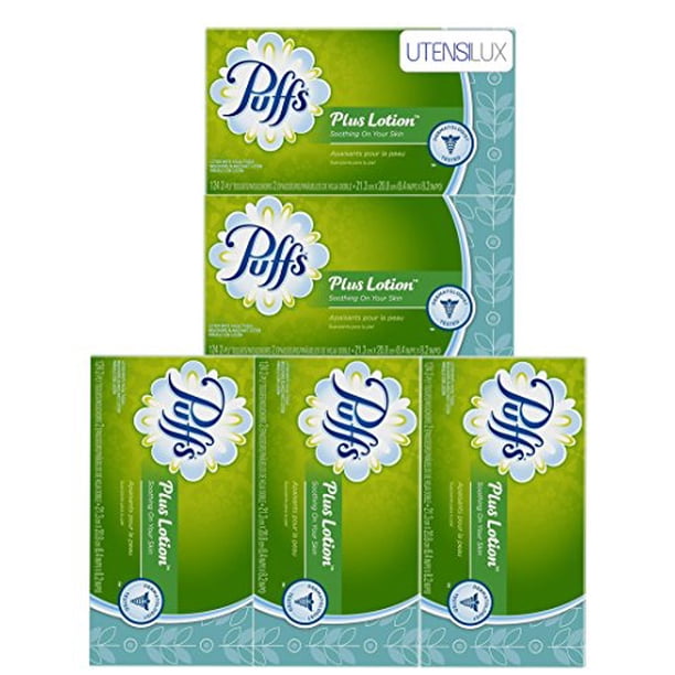 Puffs Plus Lotion Facial Tissues, 124 Count - 5 Pack - Walmart.com
