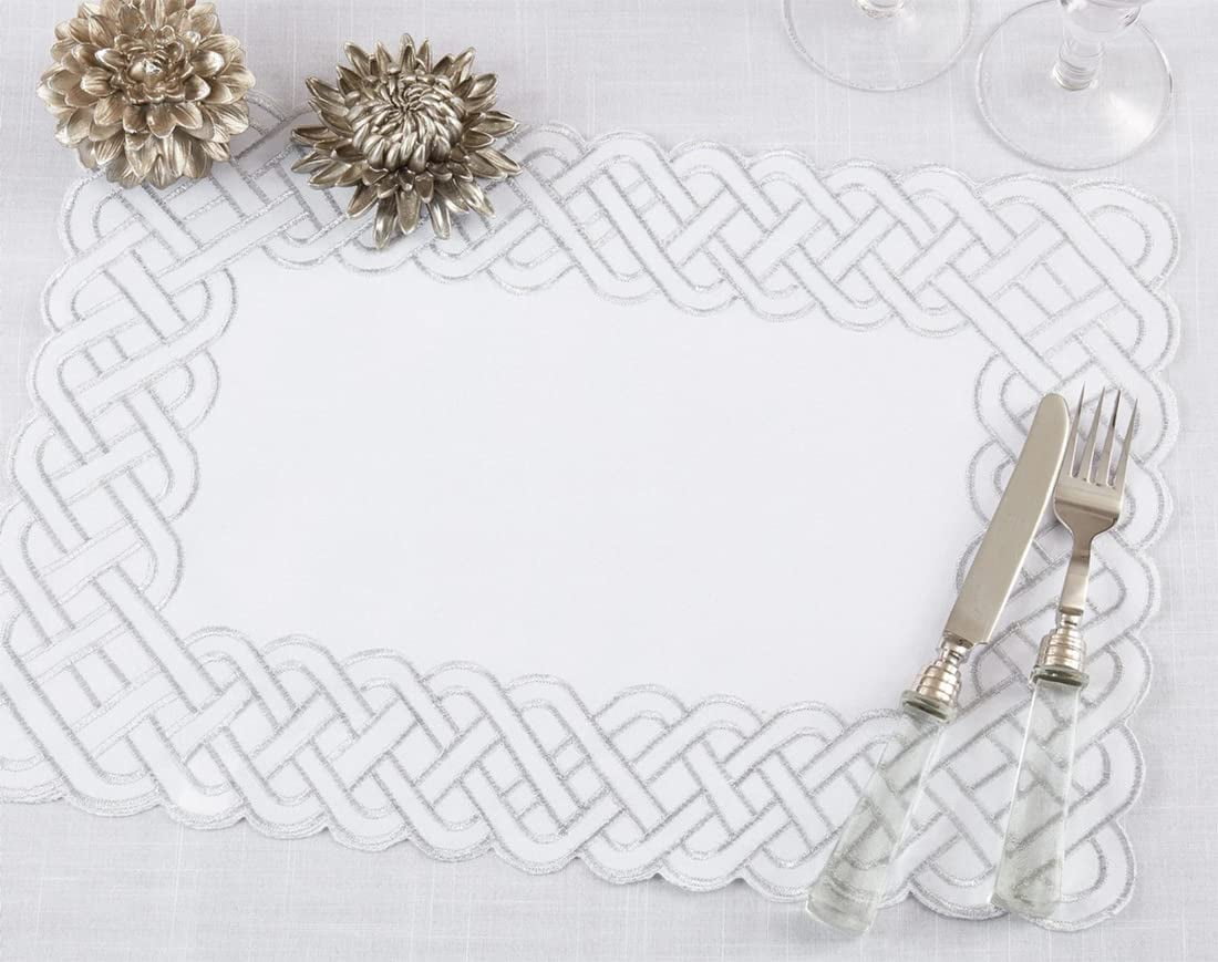 Fennco Styles Braid Embroidered Metallic Border Placemat 14" W x 20" L ...