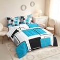 Manfei Glitter Cyan Square King Bedding,Contemporary Simple Art King ...