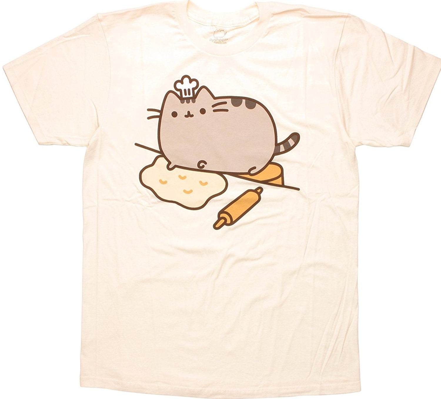 Pusheen the Cat Baker Slim Fit Men's T-shirt, Cream - Walmart.com