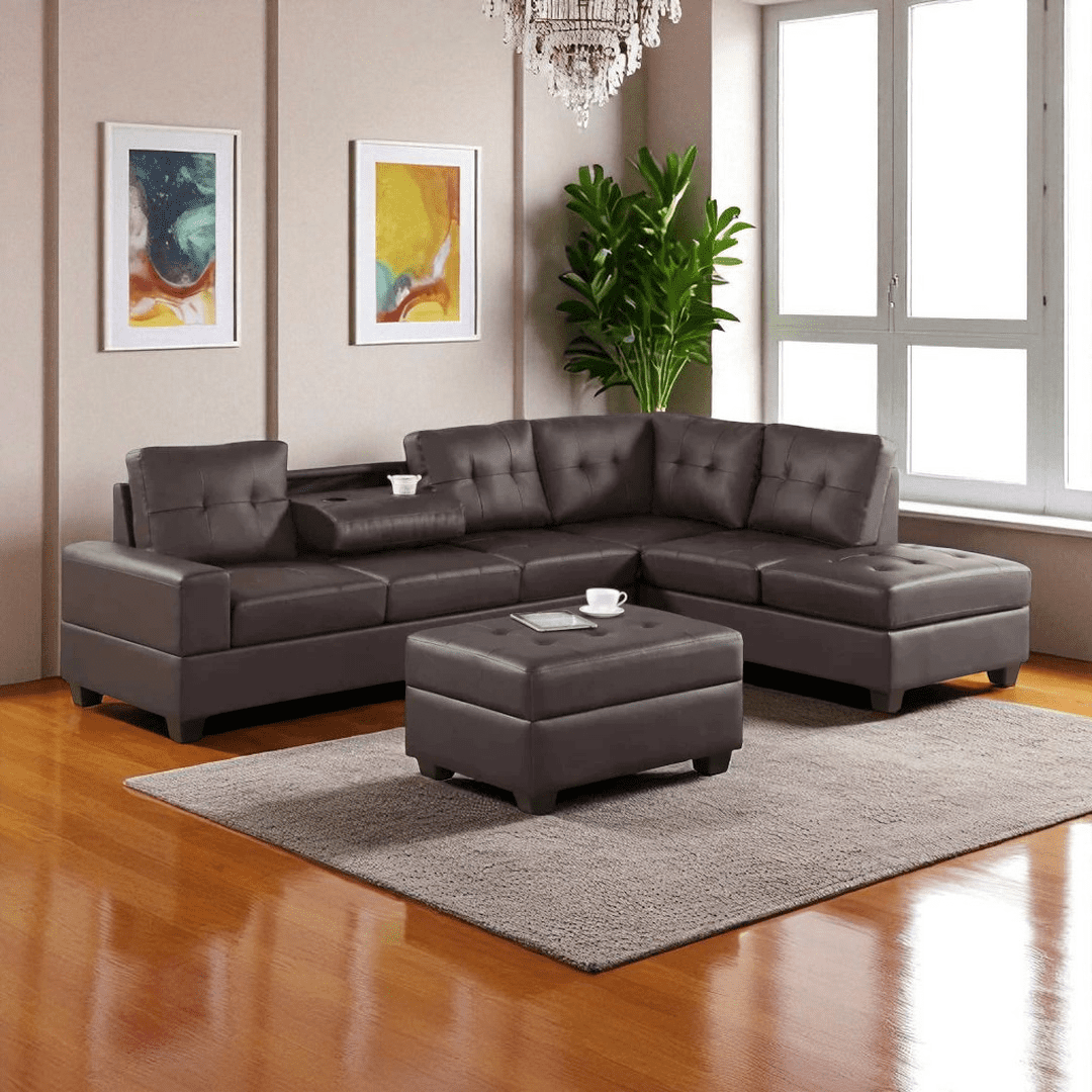 Click here for Cosmic Homes Marcel Leather Upholstered Sectional... prices