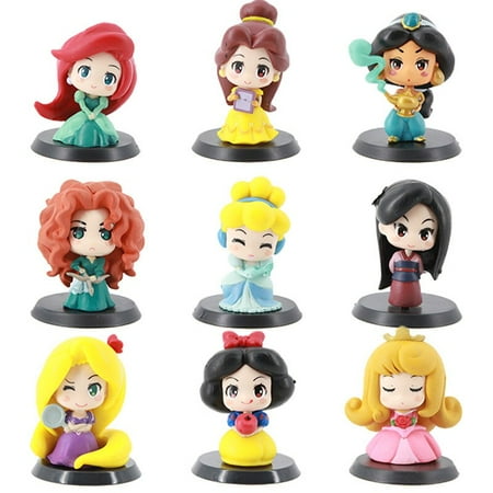 Disney 9pcs/lot Q Posket princesses figure Toys Dolls Tiana Snow White ...