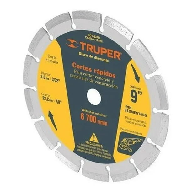 Disco Diamante Rin Segmentado 9 Truper 12976 Truper DDT-837D | Bodega Aurrera en línea