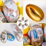 6Pcs Large Assorted Metallic Tin Easter Egg Container Painted Bunny ...
