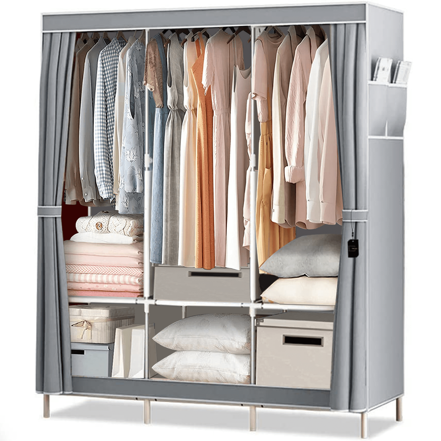 Vebreda Portable Closet Storage Organizer, Clothes Rack with Dustproof ...