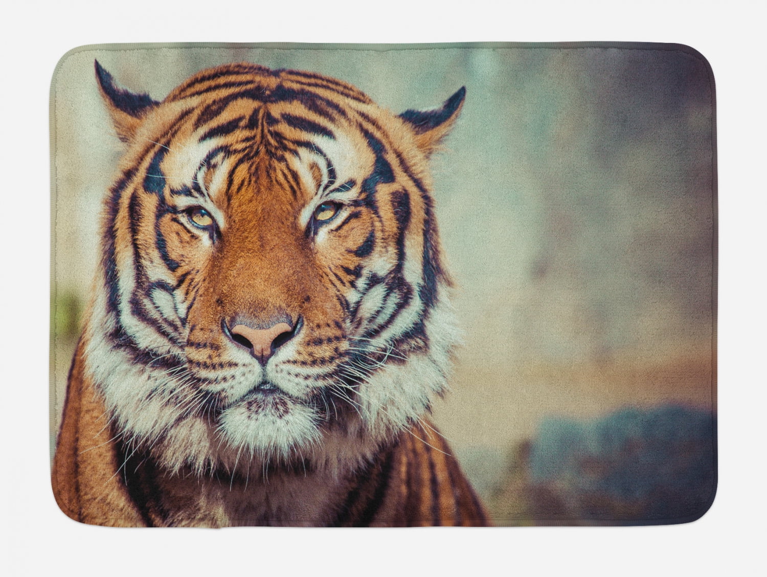 Tiger Bath Mat, Large Feline in a Calm State with Blurred Background ...
