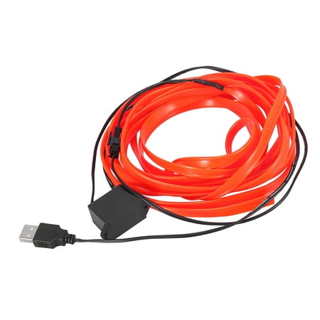 4 Meter/13ft USB Neon EL Wire String Strip Red Cold Light Glow String ...