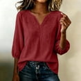 ATOYSOY Heavy Floral Embroidery Linen Tops Notched V Neck Elastic Puff ...