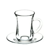 Crystalia Small Turkish Tea Set, Clear Glass Cups with Handle, 6 Cups&6 ...