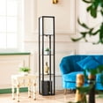 Bestco 63" Modern Accent Light Wooden Floor Lamp with Storage Shelves ...