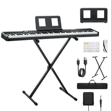 Glarry 61 Keys Digital Keyboard with Microphone, Adjustable Stand and ...