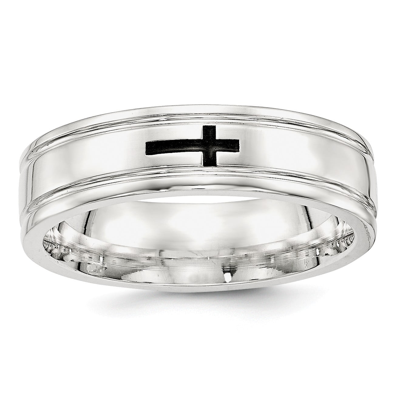 SS 6mm Enamel Fancy Band Size 12 in Sterling Silver - Walmart.com