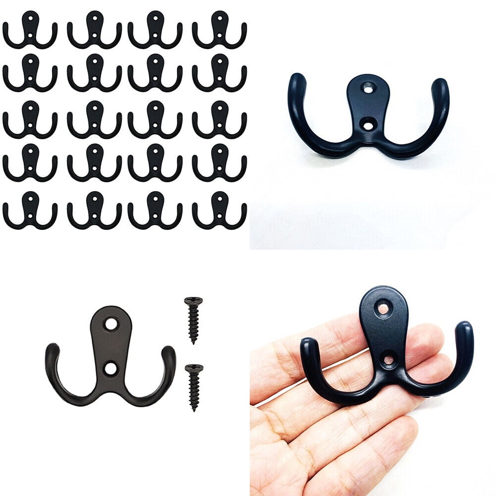 US 20-40 Pc Heavy Duty Double Prong Coat Double Hooks Wall Mounted ...