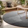 Black Gray Mosaic Round Area Rugs 3 ft, Minimalist Abstract Hexagonal ...