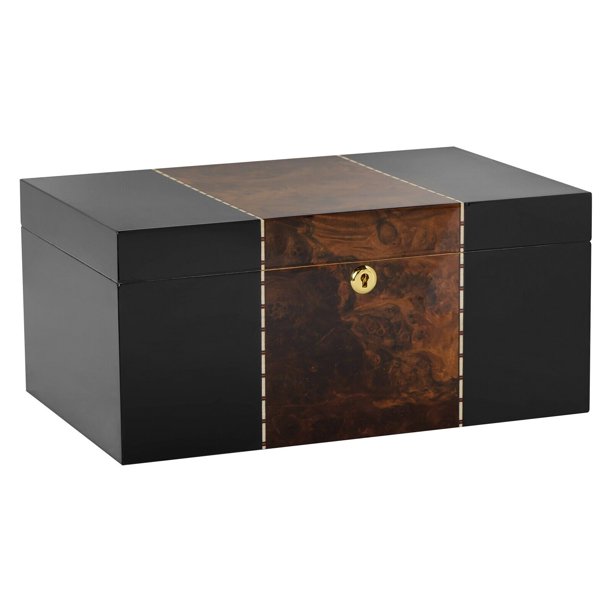 Humidor Supreme Conte Cigar Humidor Premium Burl Veneer 80 Cigars ...