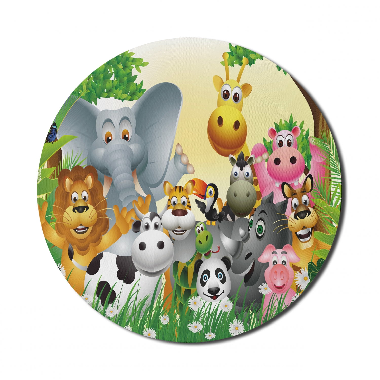 Animal Mouse Pad for Computers, Animals in Jungle Giraffe Panda Bear ...