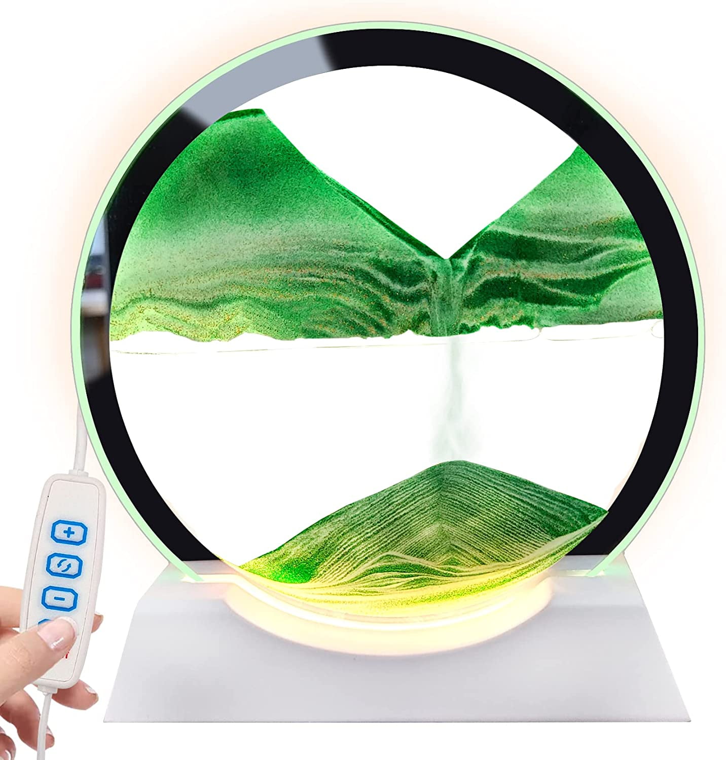 Aoderun Moving Sand Art Lamp with White Wooden Frame 3D Color Quicksand ...