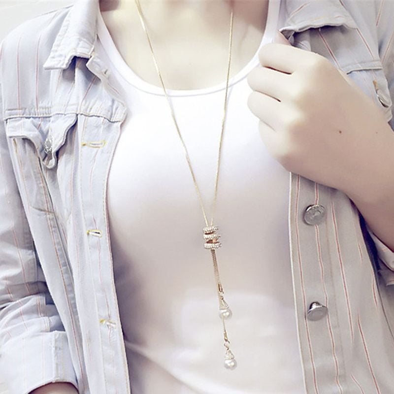 Kaboer 1 Pcs 2019 New Fashion Tassel Sweater Chain Womens Long Simple