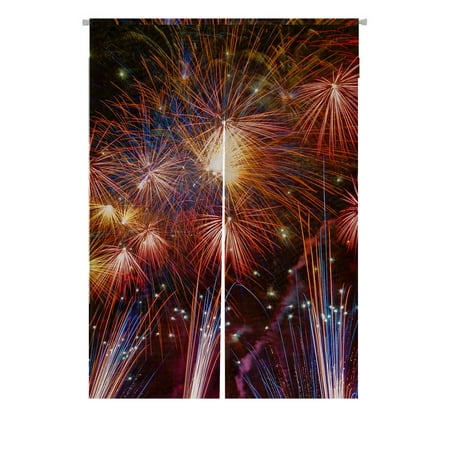 YUSDECOR Firework Streaks In The Night Sky Door Curtain Window Cover ...