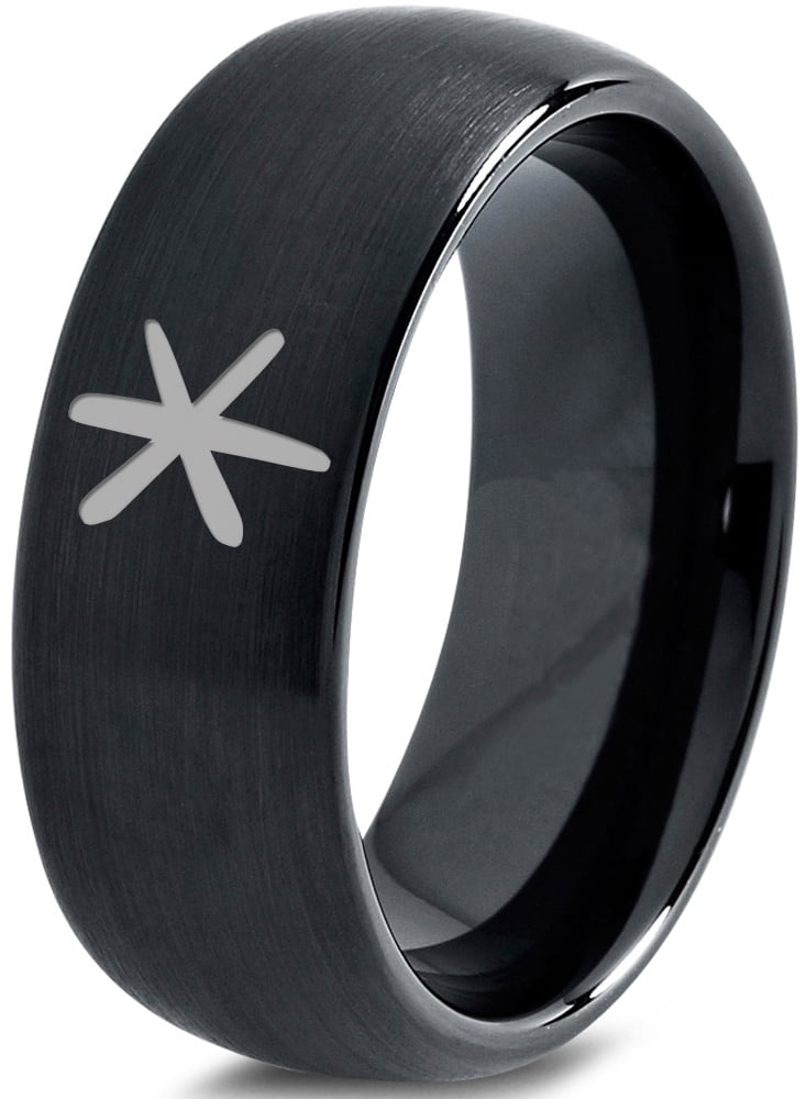 Tungsten Asterisk Star Symbol Glyph Band Ring 8mm Men Women Comfort Fit ...