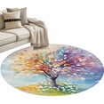 Colorful Leaf Tree 3' Round Rug for Bathroom Accent Bedside Corner ...