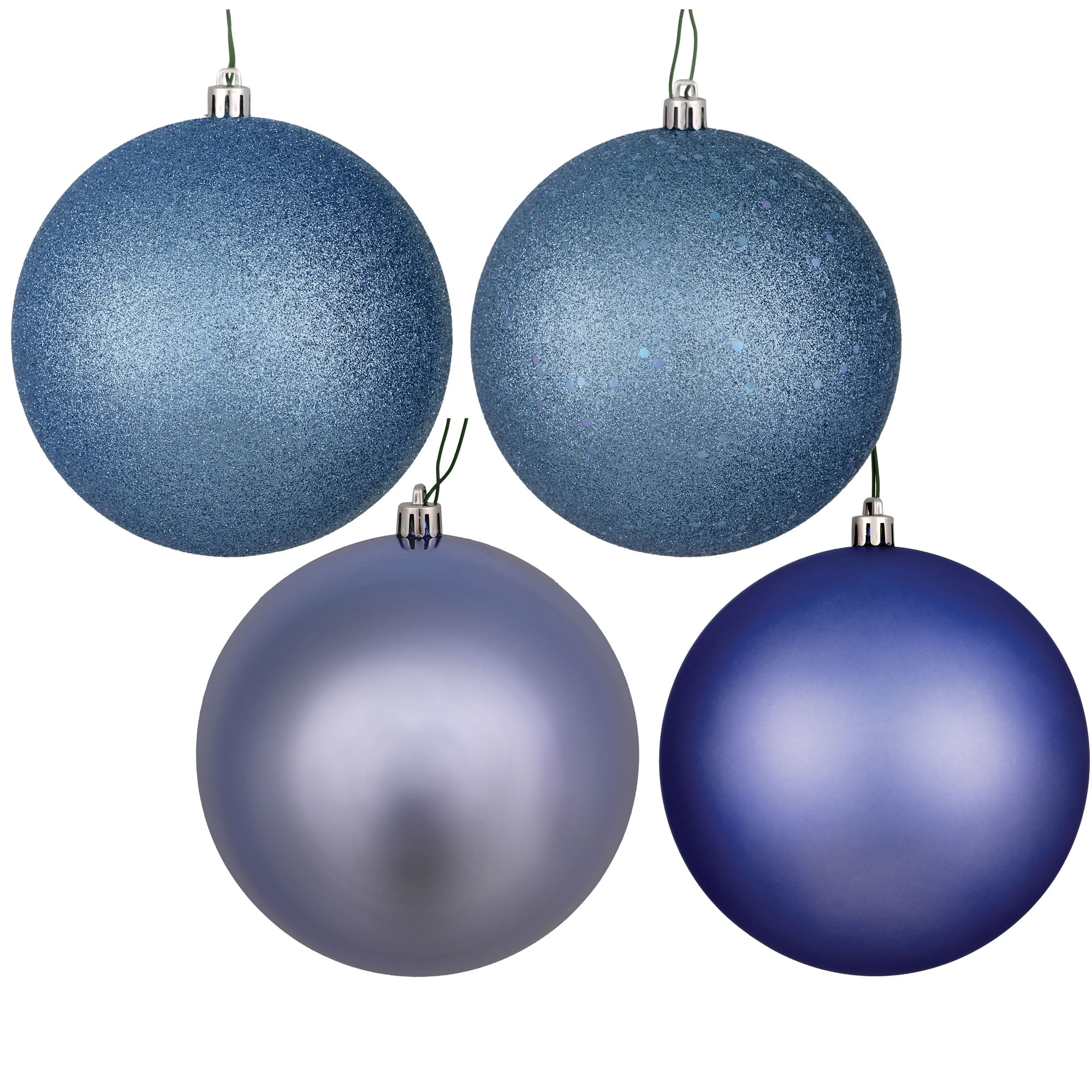 Vickerman 8" Periwinkle 4-Finish Ball Ornament Assortment, 4 per Bag ...
