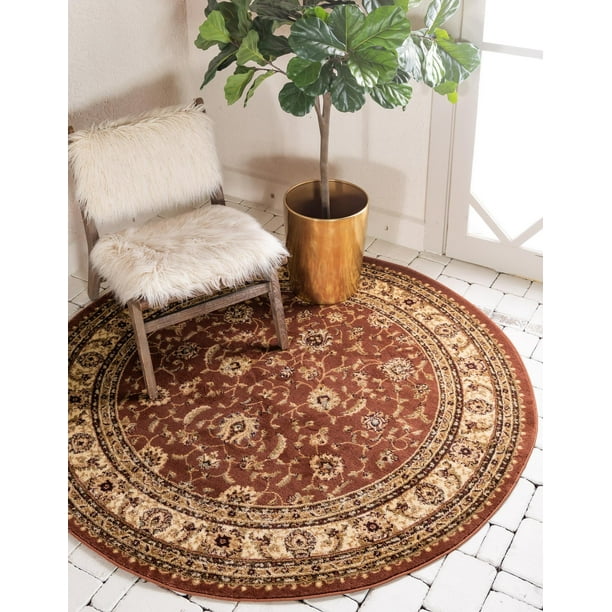Rugs.com Aditi Collection Rug – 7' 10 Round Brick Red Low Rug Perfect ...