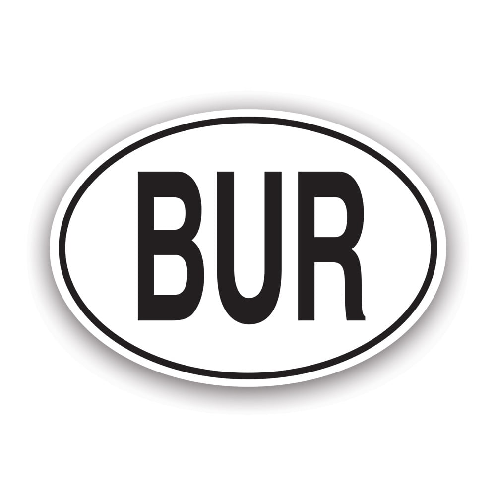 BUR Burma Country Code Oval Sticker Decal - Self Adhesive Vinyl ...