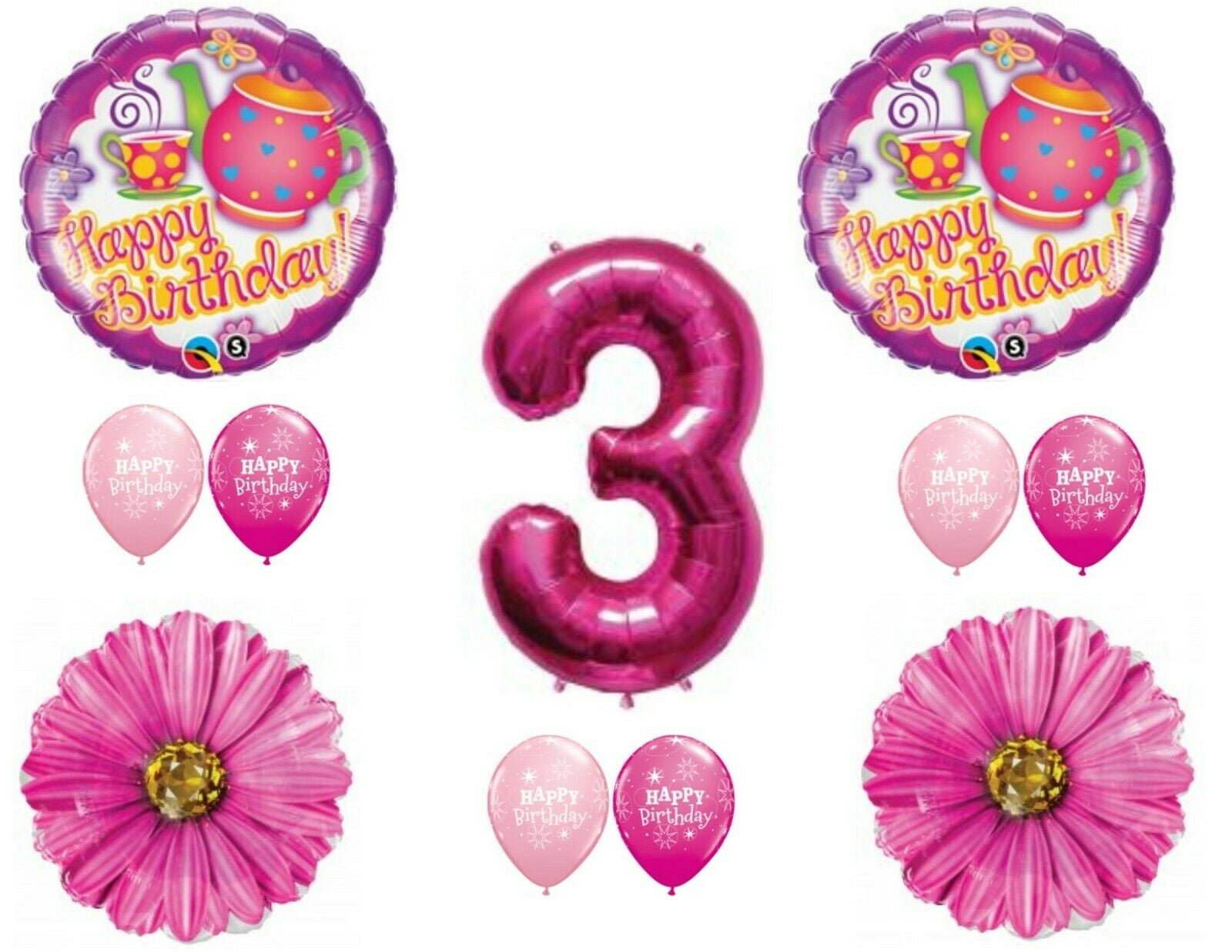 Tea Party Balloons 3rd Birthday Decoration Supplies Third Teapot ...