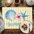 Placemats Set of 4, Starfish Shell Place Mats Summer Floral Yellow ...