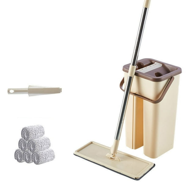 1 mop set with bucket, khaki flagship cleaning bucket + mop + 6 pieces ...
