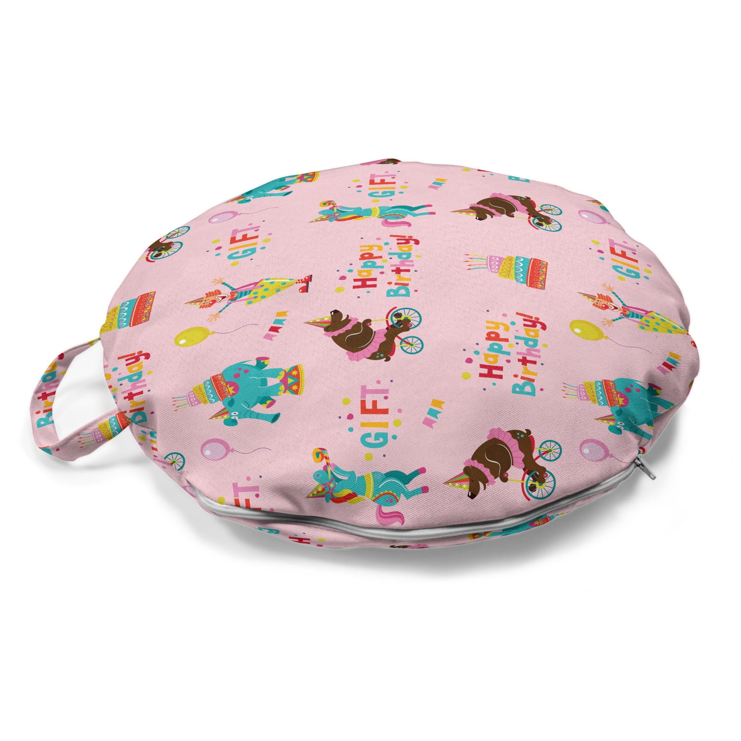 Clown Round Floor Cushion with Handle, Happy Birthday and Gift ...