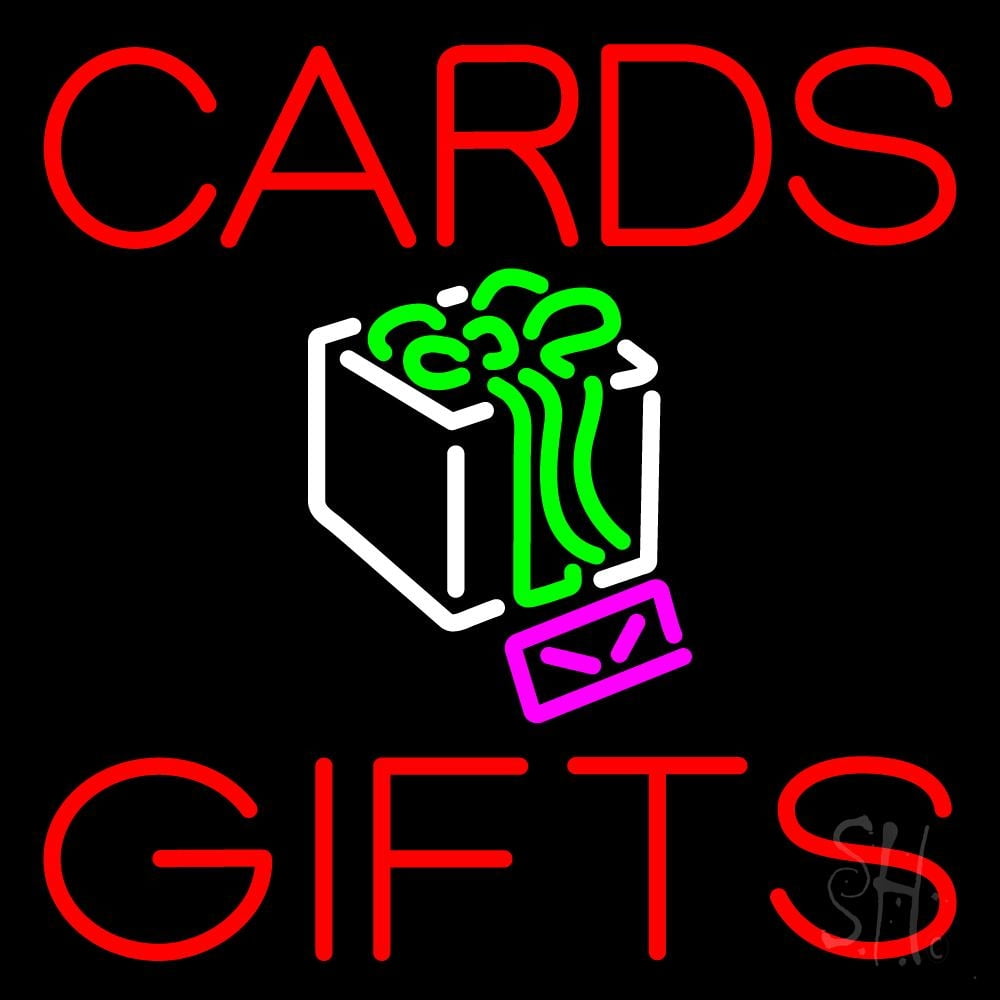 Red Cards And Gifts Block LED Neon Sign 24" Tall x 24" Wide - inches ...