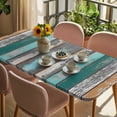 Coastal Style Fitted Rectangle Tablecloth 30" x 60" Vintage Green Brown ...