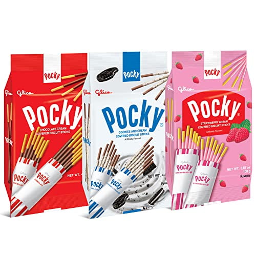 Pocky Sticks Japanese Snacks Pocky Variety Pack of 3 Asian Snacks - Poky Stix Strawberry ...