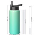 18oz Insulated Water Bottle with Straw & Cleaning Brush, Wide Mouth ...
